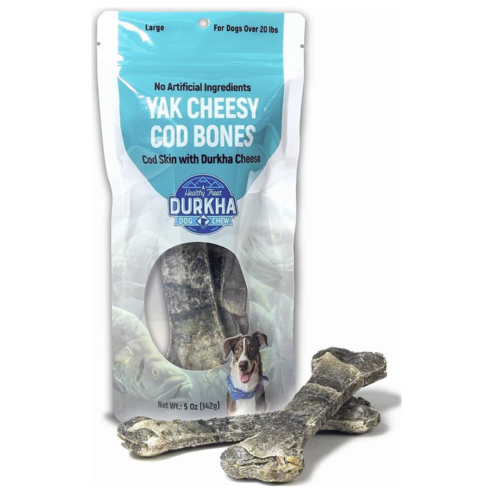Durkha Yak Cheesy Cod Skin Bone 7" Large – Dukes Delites